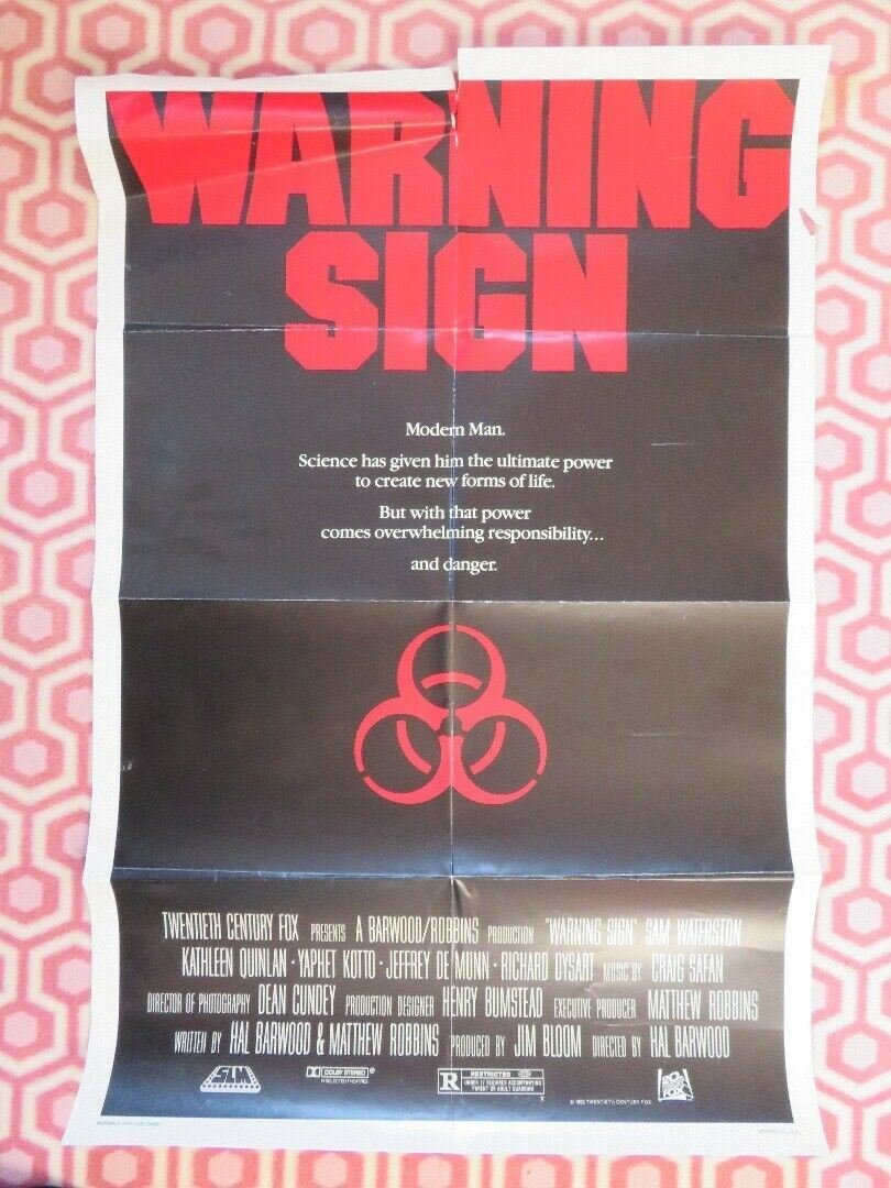 WARNING SIGN US ONE SHEET POSTER SAM WATERSTON YAPHET KOTTO 1985 ...
