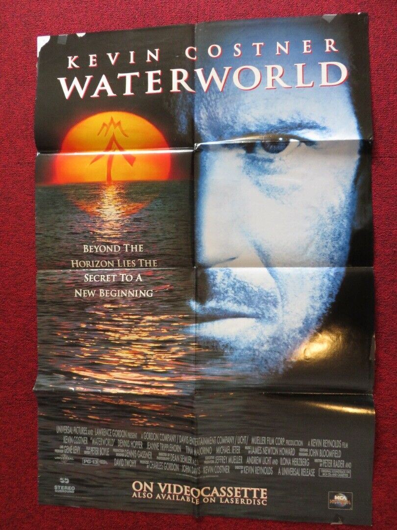 WATERWORLD VHS FOLDED US ONE SHEET POSTER KEVIN COSTNER DENNIS HOPPER ...