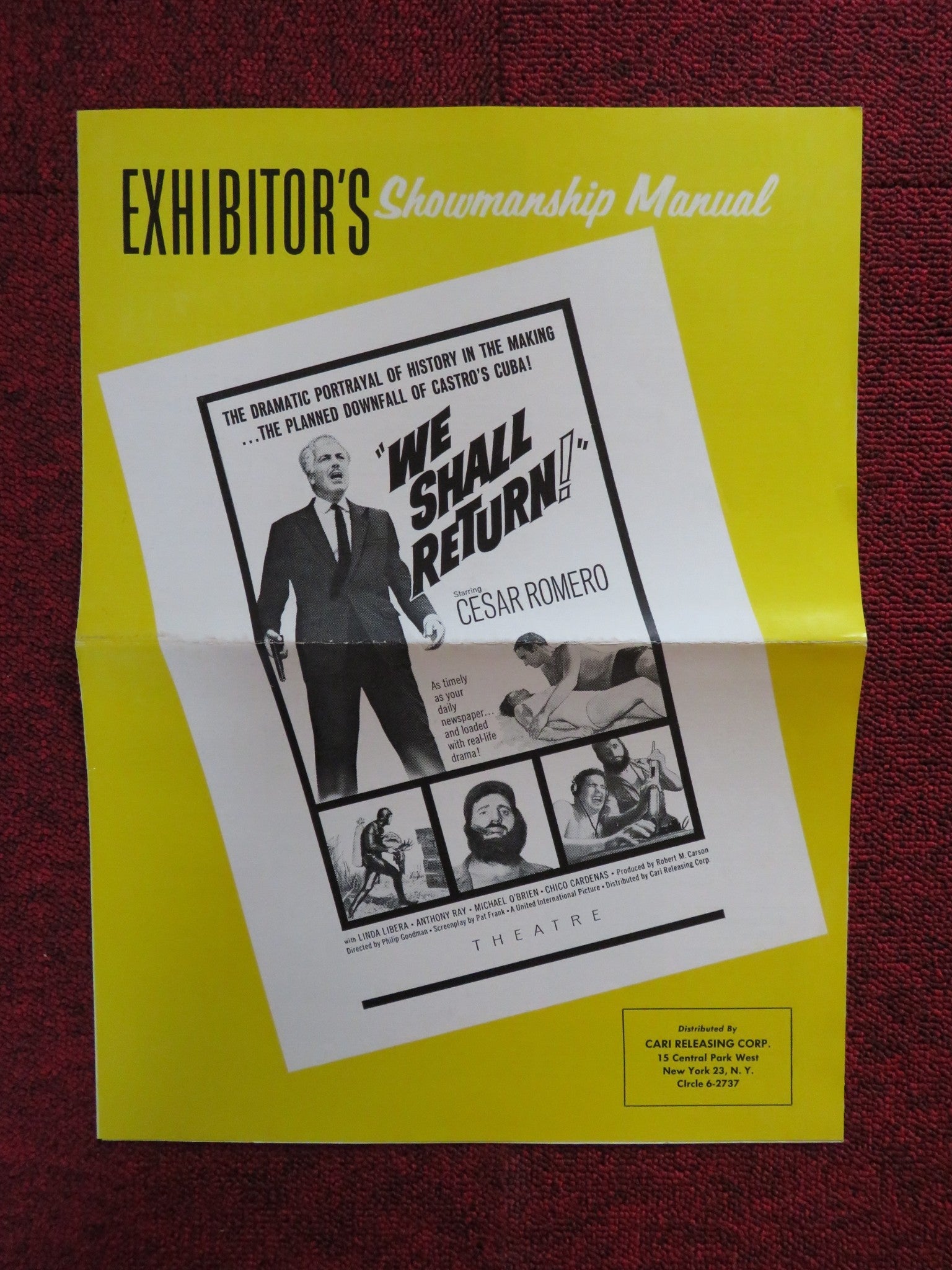 WE SHALL RETURN UNCUT EXHIBITOR FOLDED PRESS BOOK CESAR ROMERO 1963 ...
